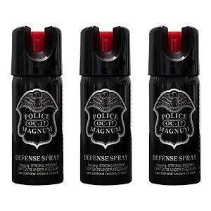 POLICE MAGNUM Pepper Spray- Portable Self Defense- Made in The USA- Maximum Strength-16ft Range- 2oz Twist Lock (3 Pack)