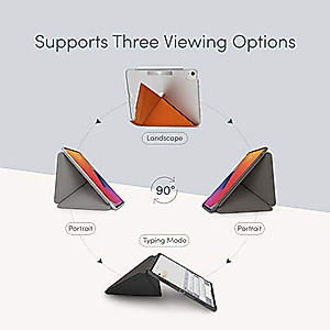 Moshi VersaCover Compatible with iPad Pro 11 3rd Gen Case 2021/2nd 2020/1st 2018, 10.9" iPad Air 4 Case, 3-Viewing Options, Auto Sleep/Wake, Support Apple Pencil Charging, Charcoal Black