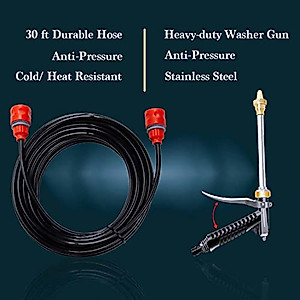 12V Pressure Washer, 130 PSI Portable Pressure Washer with 30Ft Hose, Portable Power Washer for Cars, Home, Garden, Vehicles (Double Pump)