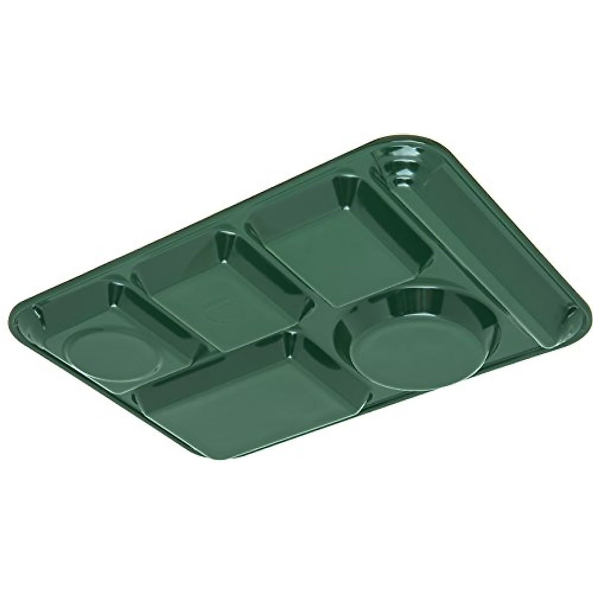 Carlisle FoodService Products Left-Hand Heavyweight 6-Compartment Melamine Tray 10" x 14" - Forest Green