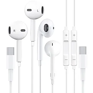 SKYCABLE USB Type C Headphones, 2-Pack, Wide Compatibility, Enhanced Audio Quality, Ergonomic Design, Convenient Remote Control & Microphone