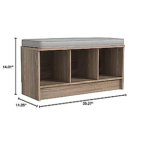 ClosetMaid 3258 Cubeicals 3-Cube Storage Bench, Natural Gray with Gray Cushion