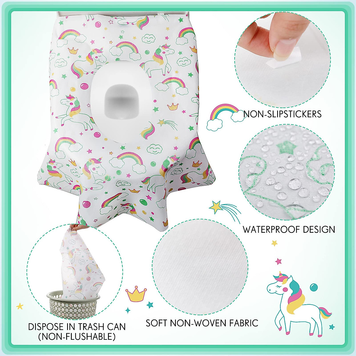 Reginary 25 Packs Disposable Toilet Seat Covers Extra Large Individually Wrapped for Kids and Adults, Portable Non Slip Waterproof Potty Seat Covers for Toddlers Potty Training, Travel