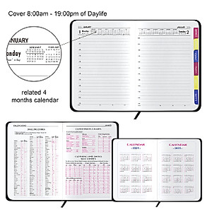 Holoary 2024 Diary, Daily Planner, January 2024 - December 2024 with 12 Monthly Tabs, 5.7’’×8.3’’ Appointment Notebook with Calendar, Inner Pocket and Sticker (Black)
