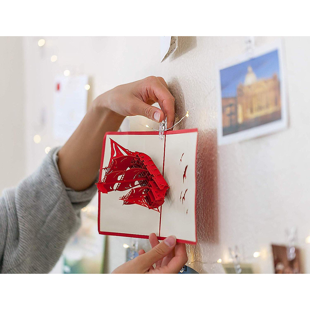 Photo Clip 17Ft - 50 LED Fairy String Lights with 50 Clear Clips for Hanging Pictures, Photo String Lights with Clips - Perfect Dorm Bedroom Wall Decor Wedding Decorations