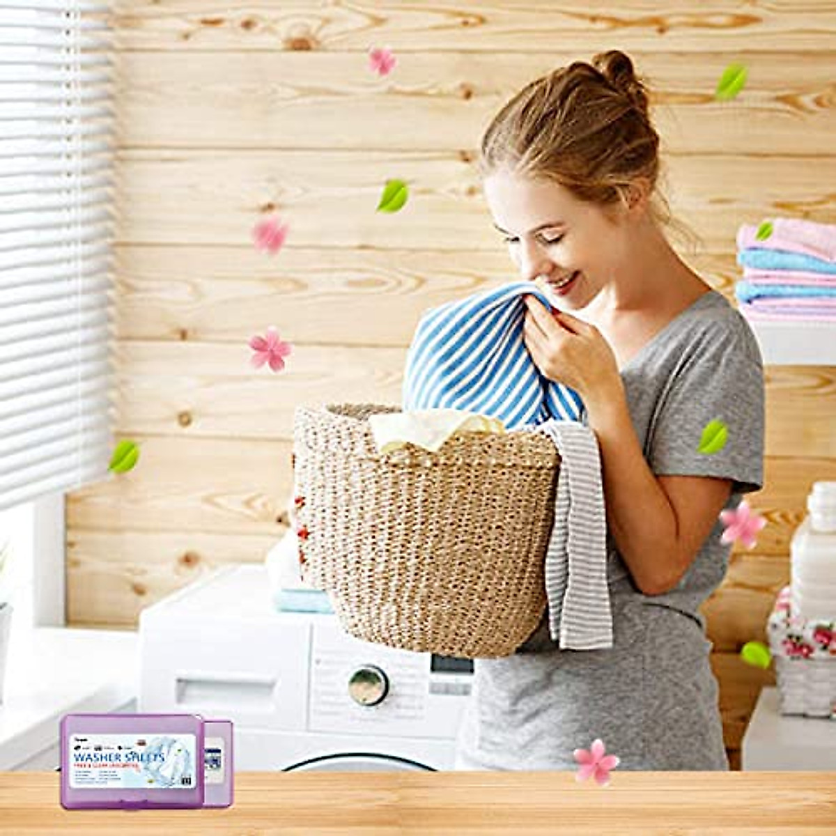 Enyur Unscented Travel Laundry Detergent Sheets/Concentrated Travel Laundry Soap/Travel Size Detergent Fragrance Free 32 Loads / 1 Pack