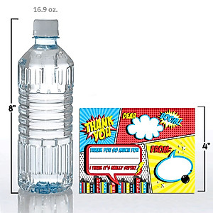 Comic Book Super Hero Birthday Thank You Notes, Ten 4" x 5.5" Fill In The Blank Cards with 10 White Envelopes by AmandaCreation