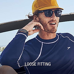 Speedo Men's UV Swim Shirt Long Sleeve Loose Fit Easy Tee Speedo Black Medium