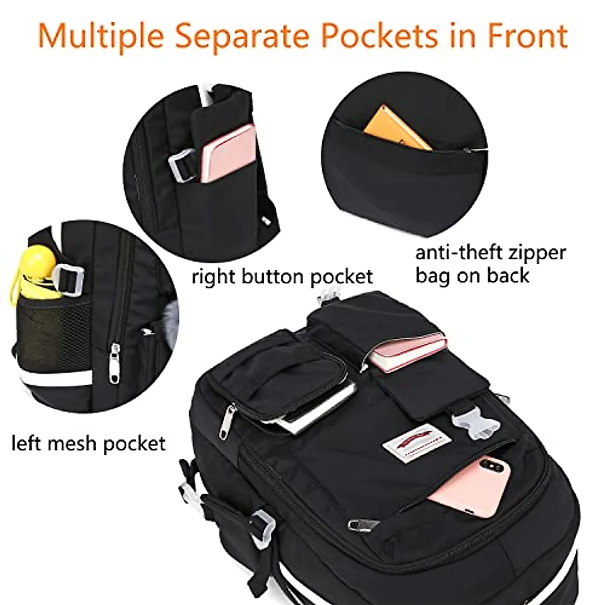 Lmeison Backpack for Girls Cute School Backpack for College Women Middle High School Laptop Backpacks 15.6 Inch School Bag Anti Theft Travel Daypack Large Bookbags for Teen Girls, White