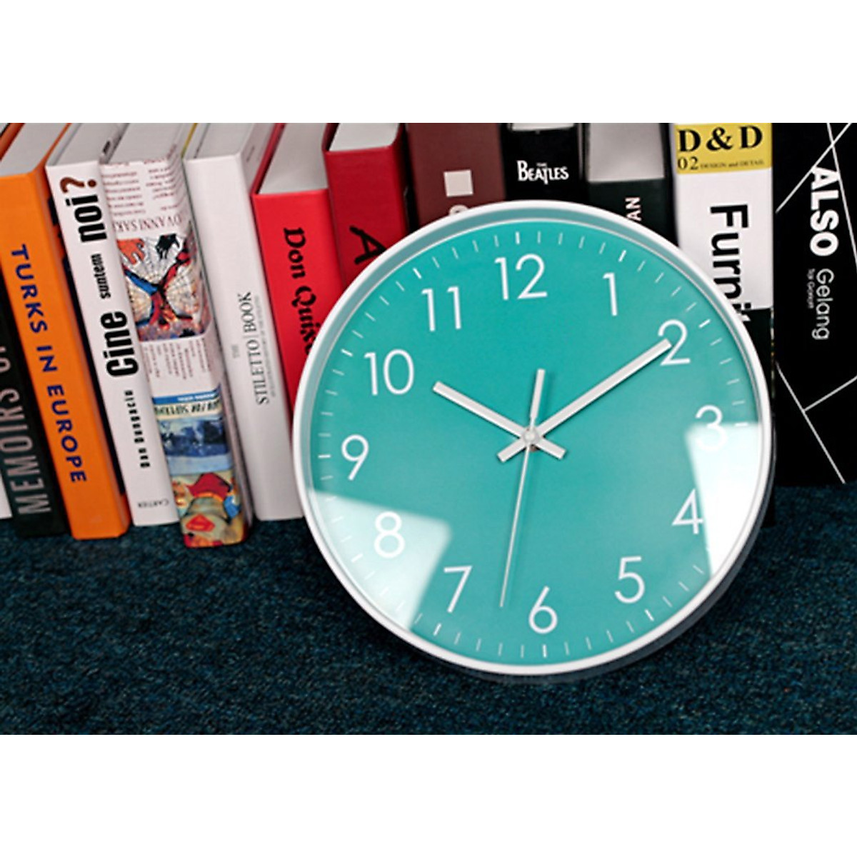 Epy Huts Modern Simple Wall Clock Indoor Non-Ticking Silent Sweep Movement Wall Clock for Office, Bathroom, Living room Decorative 10 Inch Teal