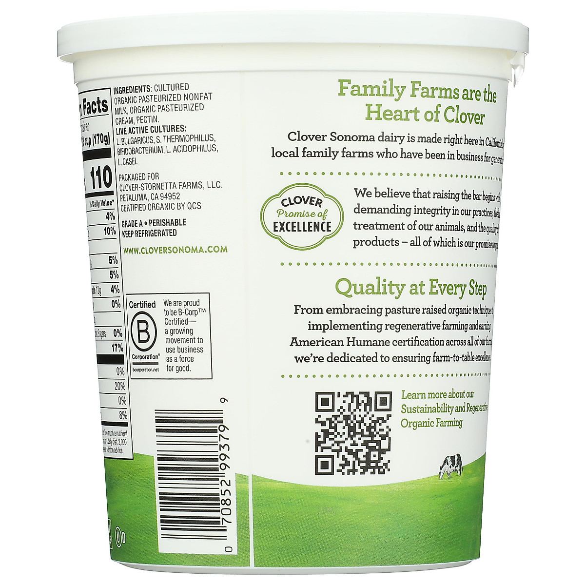 CLOVER SONOMA Organic Plain Low Fat Yogurt, 32 OZ