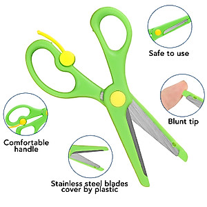 BURVAGY 45-Pack Preschool Training Scissors,Children Safety Scissors,Blunt Kids Craft Scissors,Pre-School Training Scissors,Art Craft Scissors…