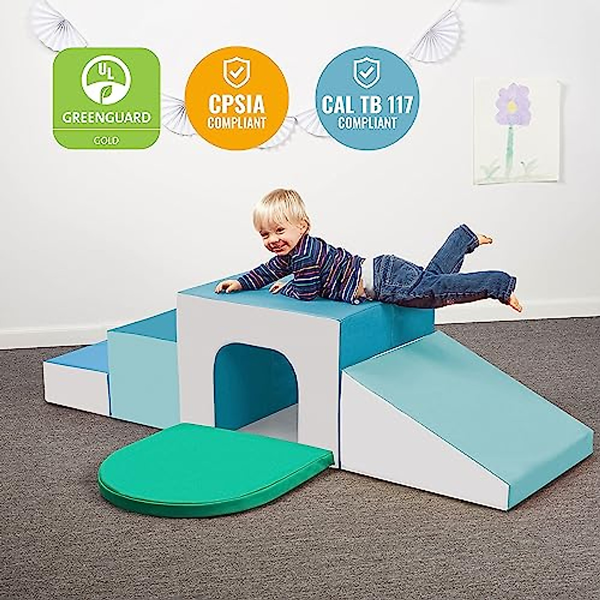 ECR4Kids SoftZone Single Tunnel Maze, Toddler Playset, Contemporary, 6-Piece