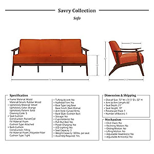 Lexicon Savry Living Room Sofa, Orange