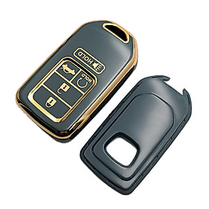 KOLALIR Key Fob Cover with Keychain Soft TPU 360° Degree Full Protection Compatible with Honda Accord Civic CRV HRV CRZ Pilot Ridgeline Odyssey Passport Fit Crosstour.(Model A-5 Buttons, Grey)