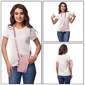 Small Crossbody Wallet Phone Bag, Nylon Cell Phone Purse, Travel Crossbody Bag Cell Phone Shoulder Bag Arm Bag Mini Wallet Purse, with Headphone Port (Pink)