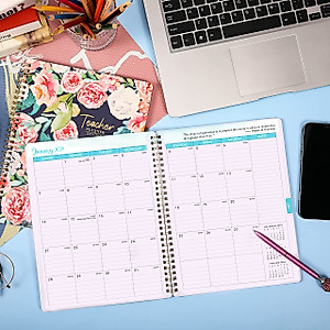 Teacher Planner 2023-2024 - 2023-2024 Teacher Planner, Academic Planner 2023-2024 from July 2023 to June 2024, 8" x 10", Teacher Lesson Plan Book with Quotes, Strong Twin-wire Binding - Floral