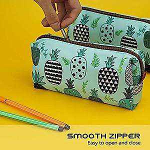 LParkin Pineapple Large Capacity Canvas Pencil Case Pen Bag Pouch Stationary Case Makeup Cosmetic Bag Gadget Box