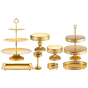 Cake Stand Set-8 Pcs Gold Cake Stand -Dessert Table Display Set-Cake Stands for Dessert Table-Table Decoration Display Tower Plate for Baby Shower, Wedding, Birthday Party, Chrismas Celebration