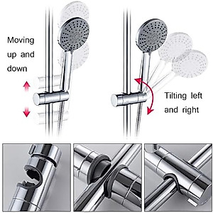 Adjustable Shower Head Holder for Slide Bar,Universal 18-25MM O.D. Rail Head Bracket Holder for Slide Bar Slider Clamp Bathroom Replacement 360 Degree Rotation Sprayer Holder (ABS Chrome)