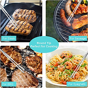 MOJOTORY 2Pcs Kitchen Tweezers Tongs, Cooking Tweezers, Chef Tweezers Tongs for Cooking, Long Handle Food Tweezers for Plating, Stainless Steel Culinary Tweezers (12"Round Tip + 8"Point Tip Sets)