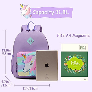 Chase Chic Cute Lightweight Unicorn Kids Backpack and Water Resistant Lunch Bag