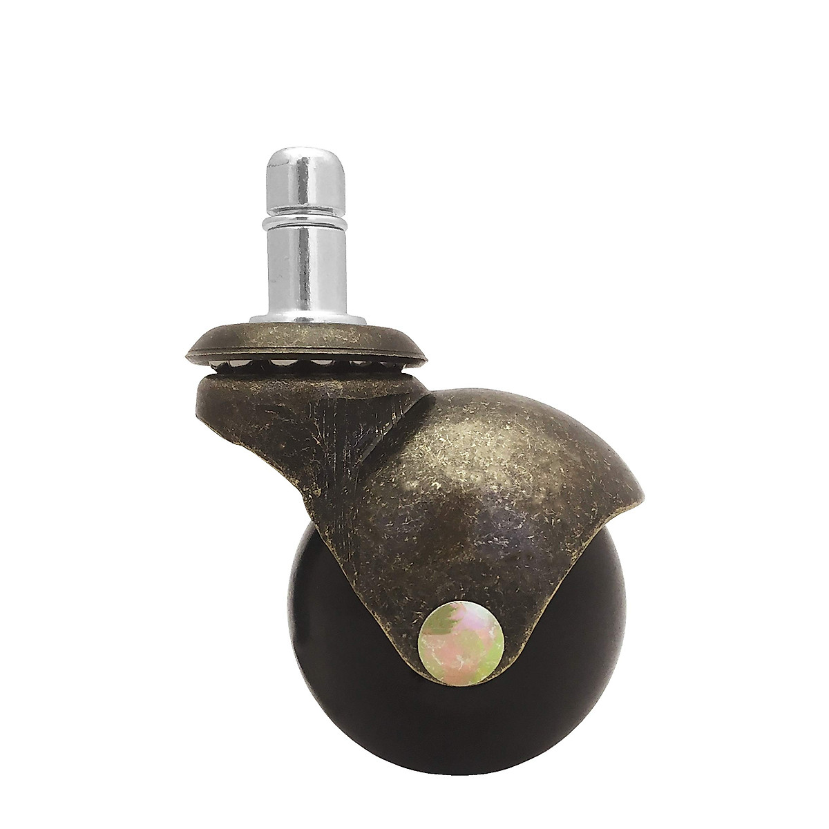 chairpartsonline 2" Antique Brass Ball Caster Wheel for Office, Executive, & Gaming Chairs w/ 7/16" x 7/8" Grip Ring Mounting Stem - Set of 5 - S5352