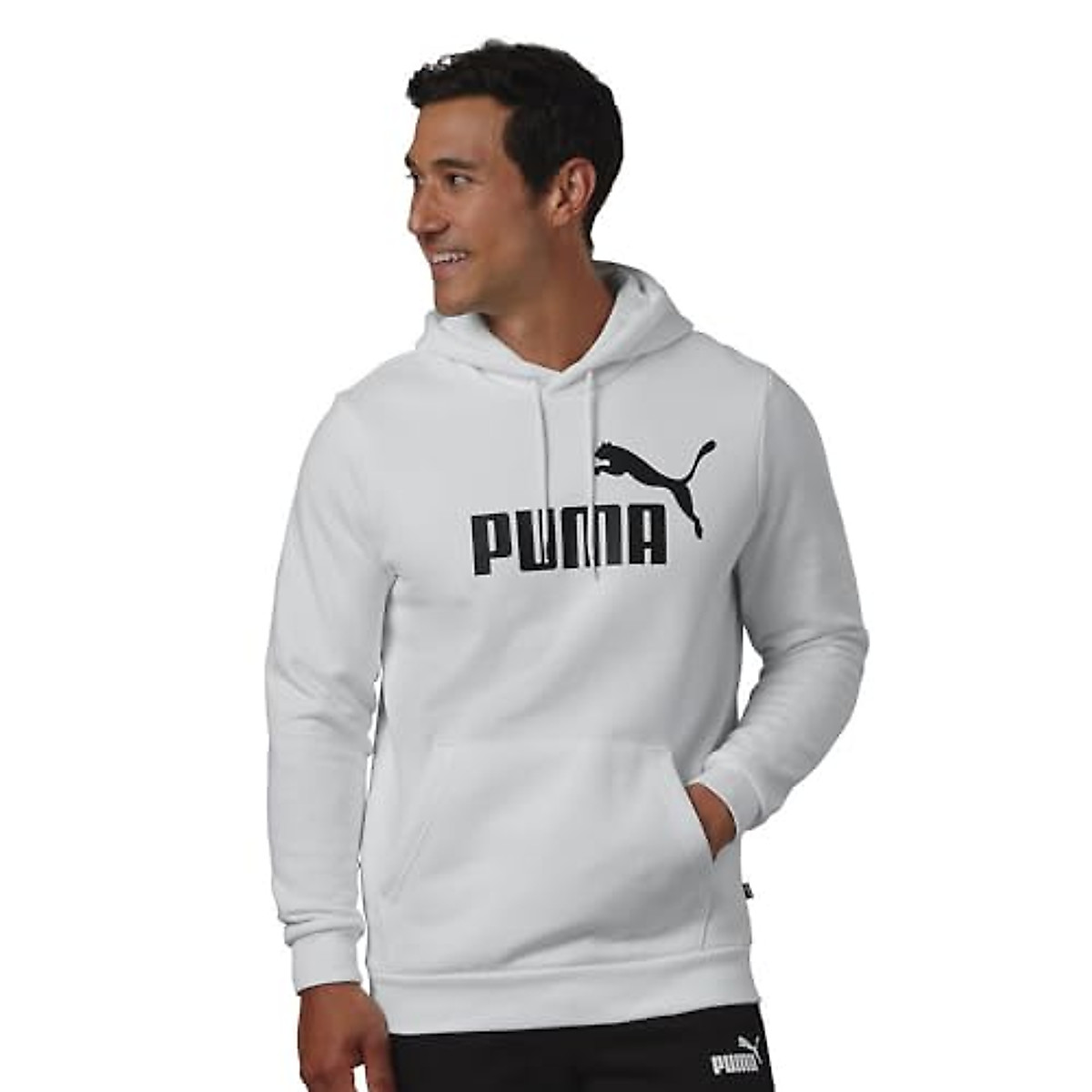 PUMA mens Essentials Big Logo Fleece Hoodie Hooded Sweatshirt, White, X-Large US