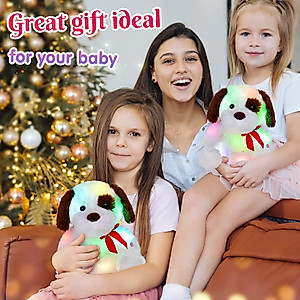 BSTAOFY 12'' Light up Puppy Stuffed Animal Glow Dog Plush Toy with Bow Tie LED Nightlight Bedtime Companion Birthday Christmas Holiday Valentines Day Gift for Toddler Kids Boys Girls