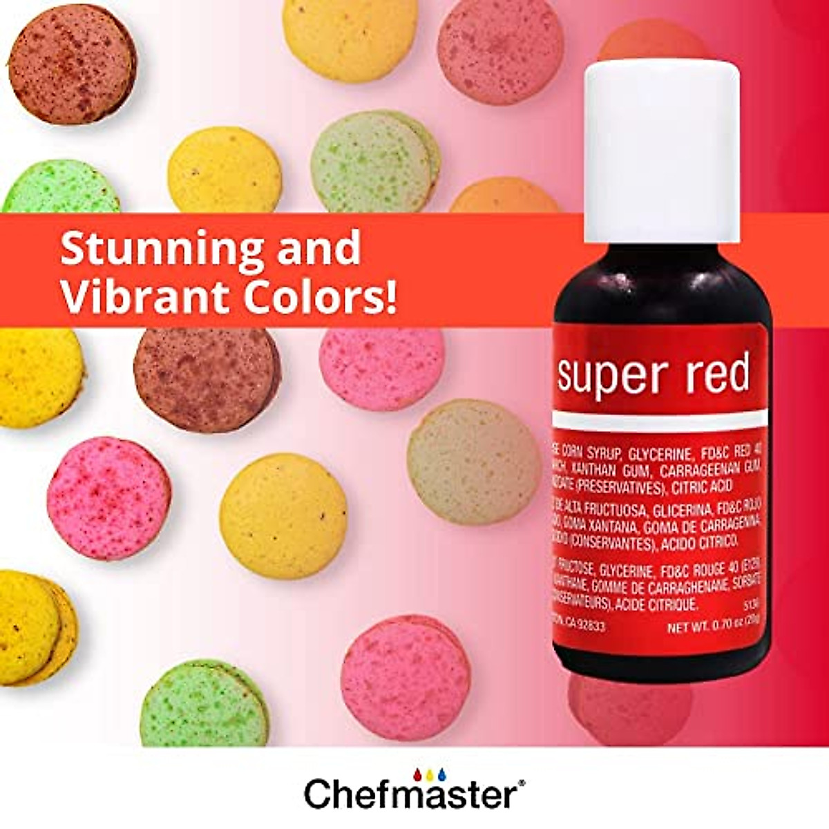Chefmaster - Liqua-Gel Food Coloring - Fade Resistant Food Coloring - 8 Pack - Vibrant, Eye-Catching Colors, Easy-To-Blend Formula, Fade-Resistant - Made in the USA