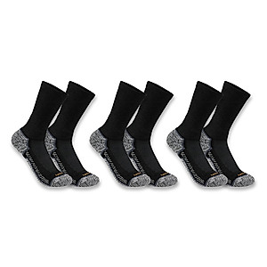 Carhartt Men's Force Performance Work Socks 3 Pair Pack, Black, X-Large