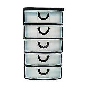 Massca 5 drawer storage organizer - Plastic dressers with drawers for Arts and Crafts, Small Tools, Sewing Accessories, Stationary, and Hardware, Compact Space Saving Small Plastic Drawers
