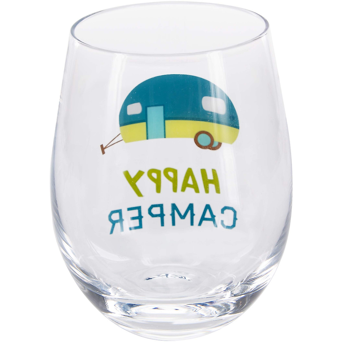Pavilion - Happy Camper - 18 Oz Stemless Wine Glass