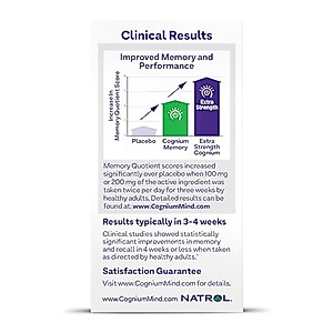 Natrol Cognium Memory Extra Strength Silk Protein Hydrolysate 200mg, Dietary Supplement for Brain Health and Memory Support, 60 Tablets, 30 Day Supply