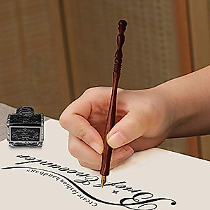 ASXMA New model wooden calligraphy pen set, which Includes the pen nib as well as four different ink colors. Suitable for use by all ages, and experience from beginner to professional.
