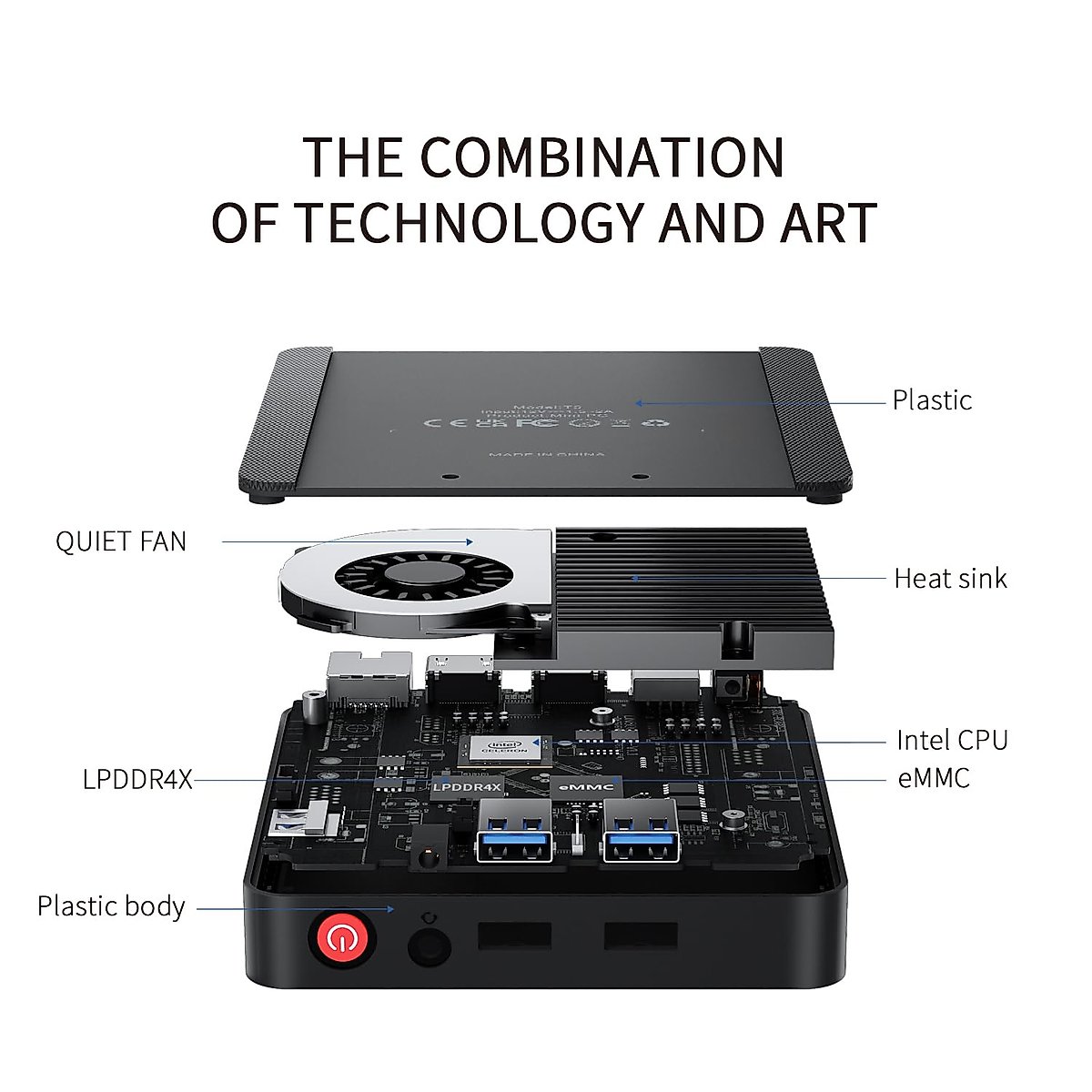 T5 Mini PC, Intel Processor Celeron N4020 (4M Cache,up to 2.8GHz), Mini Computers with 4G LPDDR4/64GB eMMC, Small PC Supports 4K Dual HDMI, USB3.0/WiFi 5/BT5.0/Gigabit Ethernet