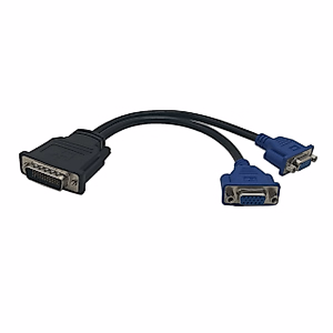 zdyCGTime DMS-59 59-Pin Male to Dual VGA Female Y Splitter Video Card Adapter Cable for Matrox Molex ATI Nvidia Lenovo Hp Dell Computer-10inch