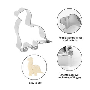 Cookie Cutter ANCKNE Dinosaur Cookie Cutter Set Small Size Stainless Steel Shaped for Kids Dinosaur Theme Birthday Party Supplies
