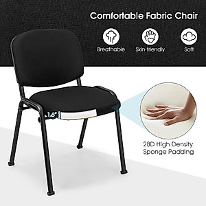 COSTWAY Guest Reception Chairs Set of 10, Stackable Conference Chairs with Upholstered Seat & Ergonomic Back, Waiting Room Chairs for Office, Reception Room, Conference Room, Events