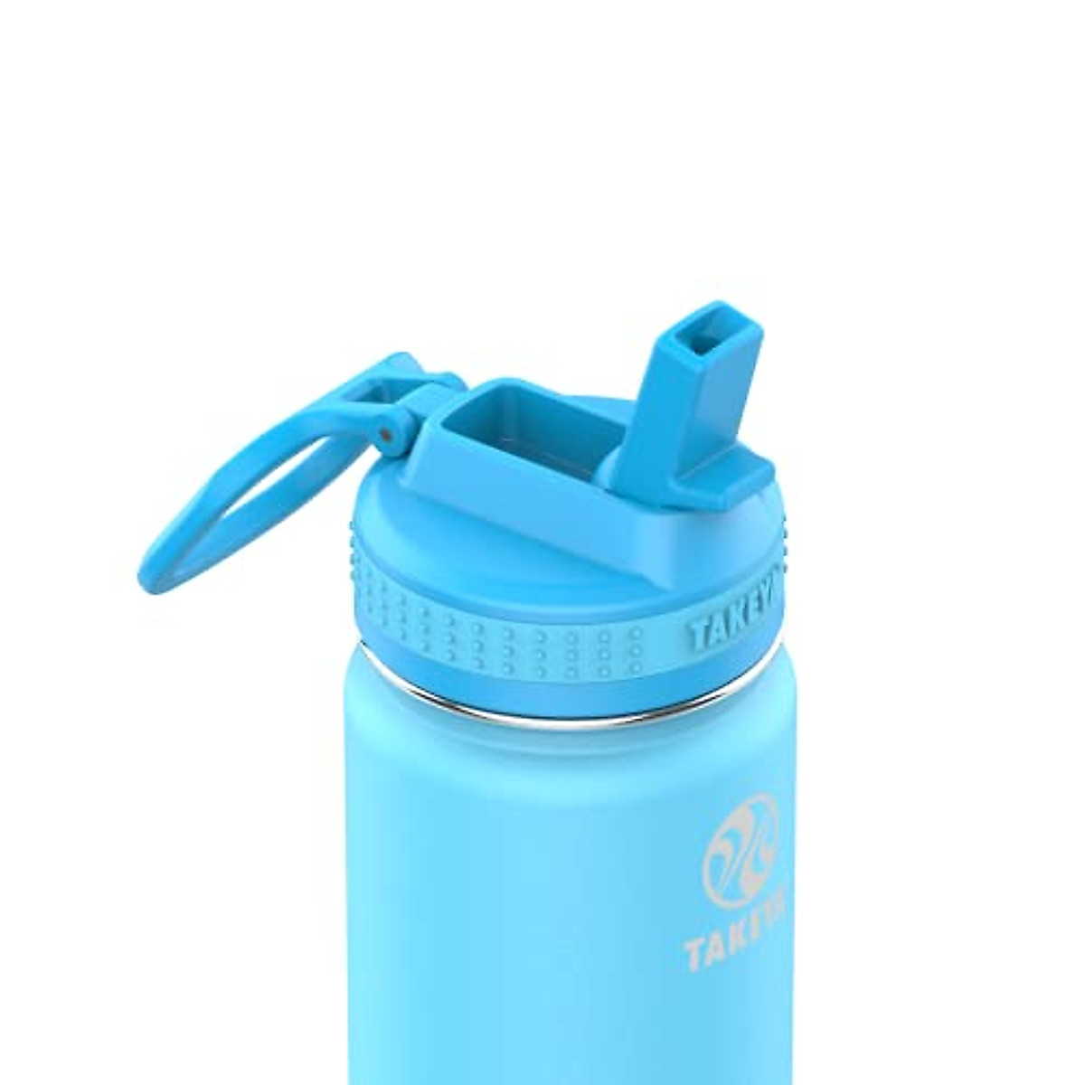 Takeya Actives Kids Insulated Stainless Steel Kids Water Bottle with Straw Lid, 14 oz, Atlantic Blue