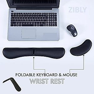 ZIBLY Gel Memory Foam Wrist Rest Keyboard and Mouse Set - Ergonomic Anti-Skid Non Slip Cushion Mouse Pad Wrist Support - Easy Typing, Pain Relief for Work from Home Gaming Computer Laptop