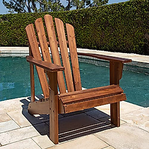 Shine Company Westport Wooden Adirondack Chair, Outdoor Patio Firepit Chairs, Back & Seat Pre-Assembled, Oak