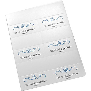 Intertwined Star of David Flourish Jewish Printable Place Cards, Royal Blue (Choose Color), Set of 150 (25 Sheets), Laser & Inkjet Printers - Wedding, Party, Dinner, and Special Events
