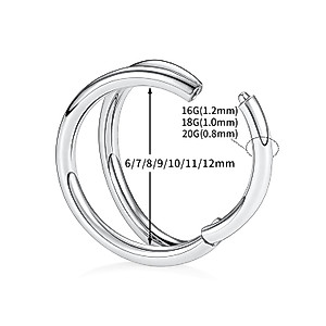 FUNLMO Septum Clicker Nose Rings Triple Double Open Stack Conch Daith Piercing Jewelry Cartilage Earring Hoop Surgical Steel Conch Daith Helix Rook Lobe Earring 18G 16G