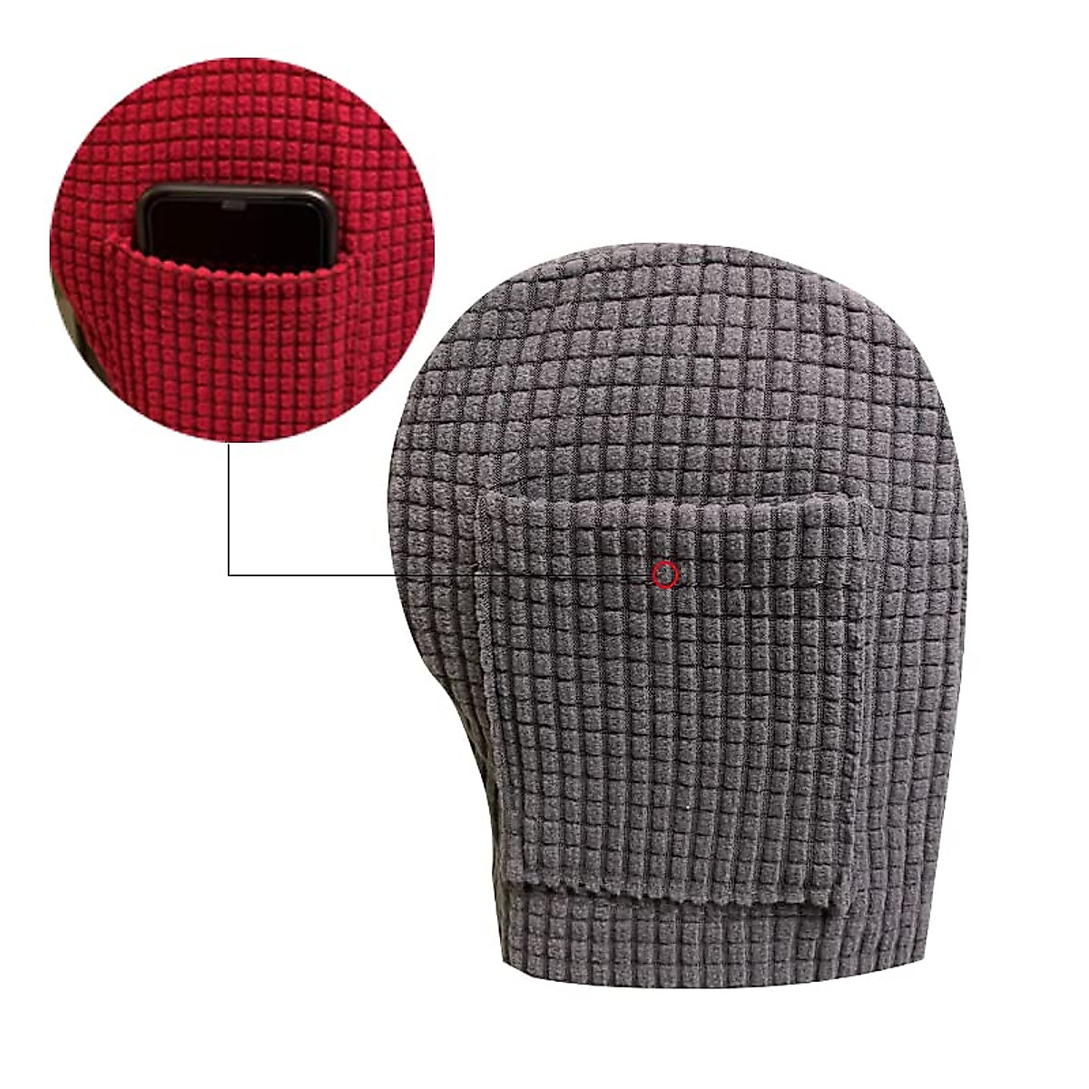 Set of 2 Sofa Armrest Cover Soft Stretch Arm Cover for Recliners Sofas Chairs Washable Arm Covers Couch Furniture Armrest Protector Covers with Pocket (Grey)