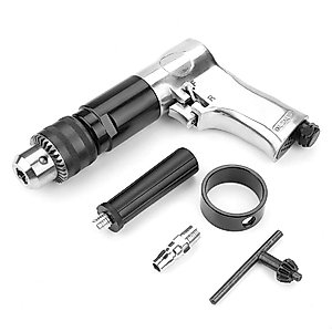 Air Drill 1/2,Pneumatic Air Drill, 900rpm CW/CCW Handle Type Reversible Variable Speed Drilling Tool Engraving Grinder with 360°Reversible Handle for Machinery Production, Furniture, Hardware