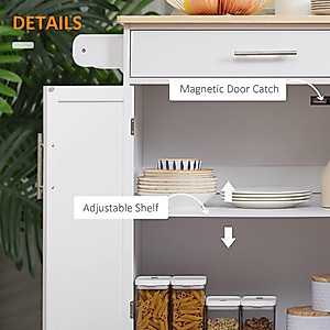 HOMCOM Kitchen Island Cart Rolling Trolley Cart with Drawer, Storage Cabinet & Towel Rack, White