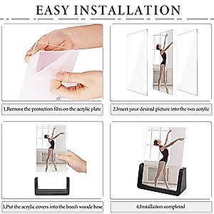 Waysse 4x6 Picture Frames,Wooden Picture Frame 2 Pack- Black Picture Photo Frame with High Difinition Acrylic Glass Covers Rustic Photo Frames for Wall or Tabletop Display (Vertical)