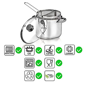 Aeternum Divina Pastarella Double Basket (Pasta Trowel) 22 cm, Suitable for Induction, Steel