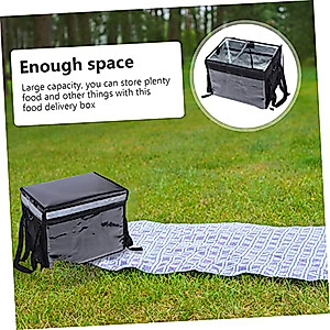 ULTECHNOVO 1pc Box Takeaway Box Large Container Insulated Aluminum Lunch Bag Pizza Warmer Bag Foldable Grocery Bags Wick Holders for Oil Lamps Insulated Casserole Carrier Hardcore Black